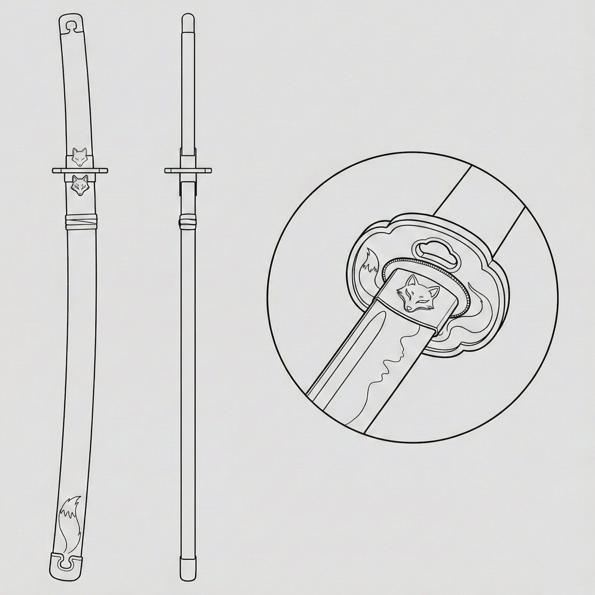 Kogitsunemaru – Legendary Japanese Yokai Sword Orthographic Reference ...